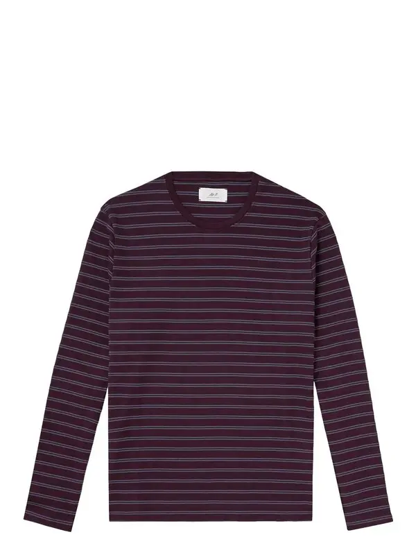 Mr P. Striped Cotton-jersey T-shirt - Purple
