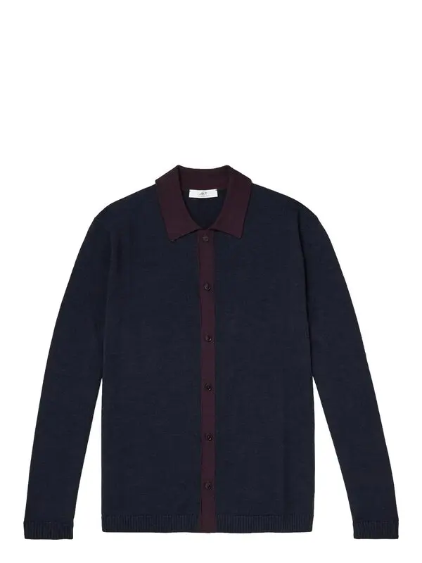 Mr P. Two-tone Merino Wool Shirt - Blue