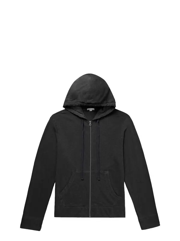 JAMES PERSE Garment-dyed Cotton-jersey Zip-up Hoodie - Gray