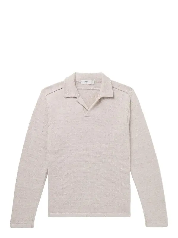 Inis Meáin Wool And Linen-blend Polo Shirt - Neutrals