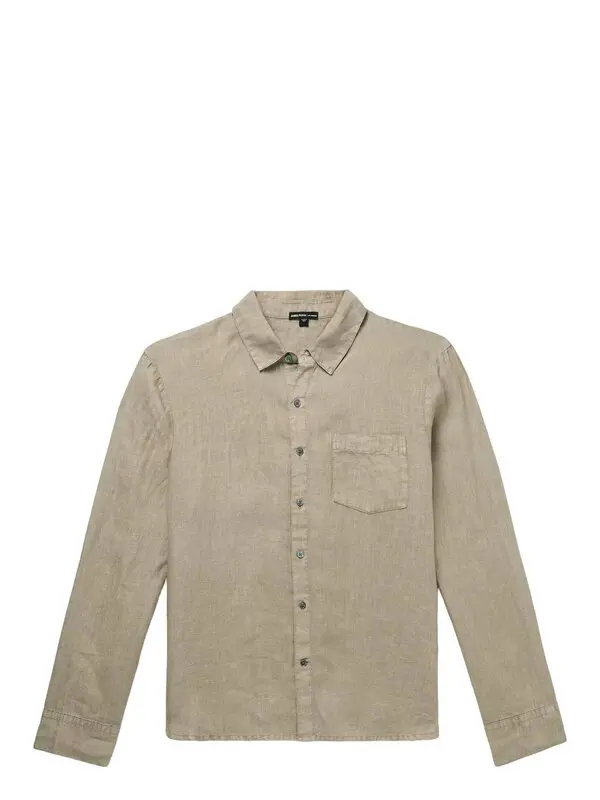 JAMES PERSE Garment-dyed Linen Shirt - Green