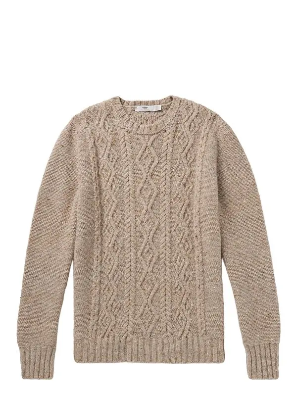 Inis Meáin Cable-knit Merino Wool And Cashmere-blend Sweater - Neutrals