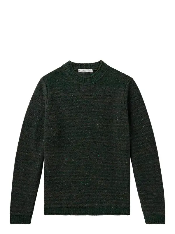 Inis Meáin Striped Merino Wool And Cashmere-blend Sweater - Green
