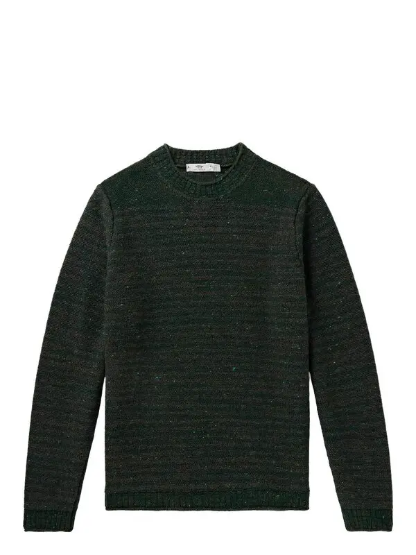 Inis Meáin Striped Merino Wool And Cashmere-blend Sweater - Green