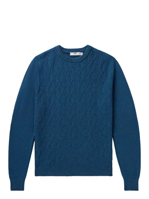 Inis Meáin Slim-fit Cable-knit Merino Wool And Cashmere-blend Sweater - Blue