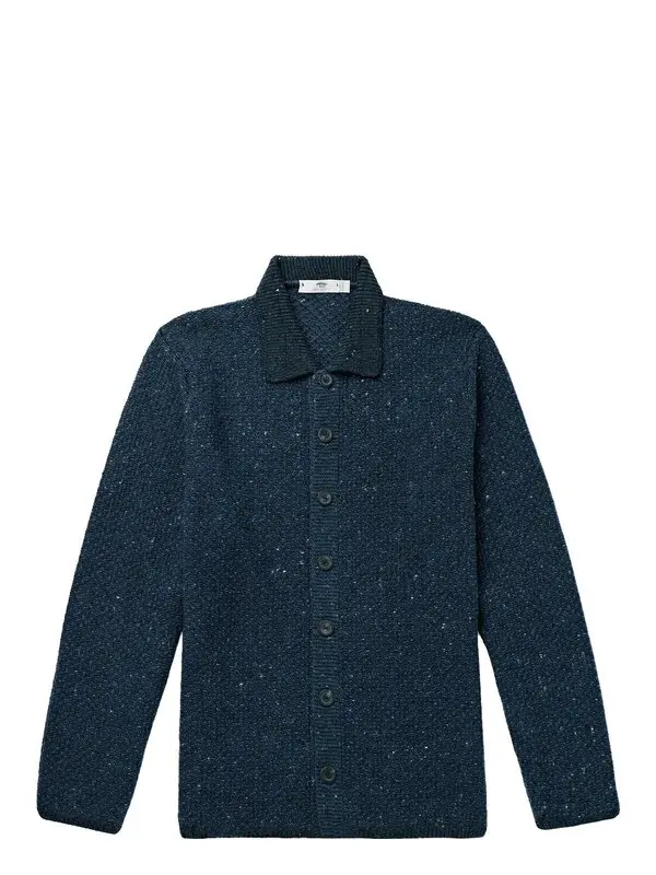 Inis Meáin Breidin Merino Wool And Cashmere-blend Shirt Jacket - Blue