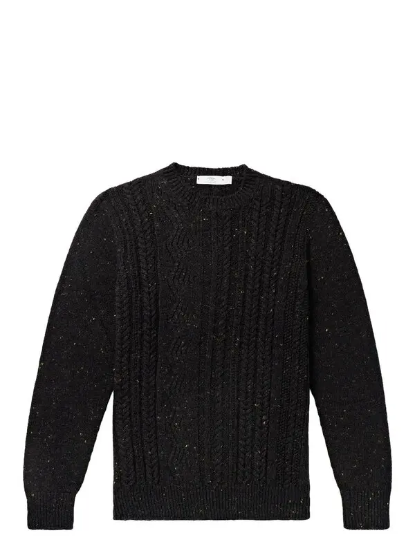 Inis Meáin Ridges Slim-fit Cable-knit Aran Sweater - Black