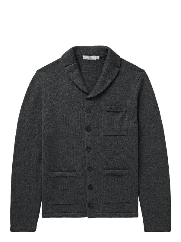 Inis Meáin Wool And Linen-blend 'pub Jacket' Cardigan - Gray