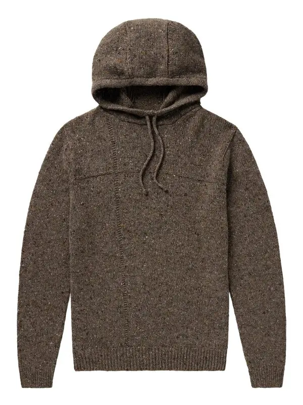 Inis Meáin Lifeline Merino Wool And Cashmere-blend Hoodie - Brown