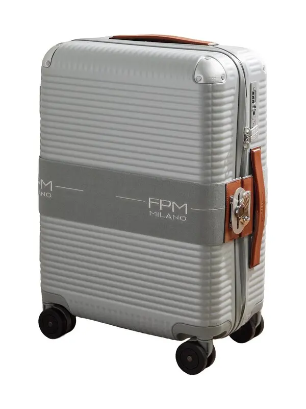 FPM MILANO Bank Zip Deluxe M 55cm Leather-trimmed Polycarbonate Spinner Carry-on Suitcase - Gray