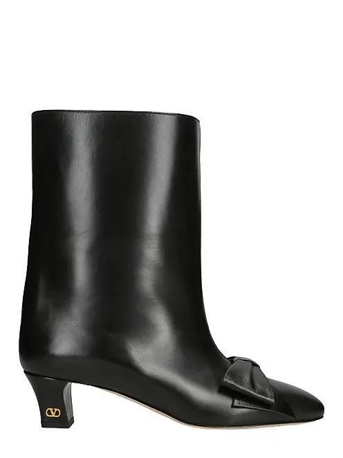 Valentino Garavani Bowow Leather Ankle Boots - Black