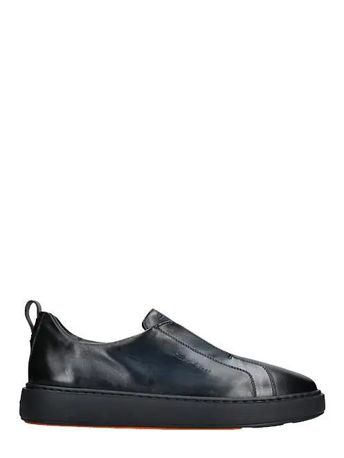 Santoni Victory Leather Low-top Trainers - Navy