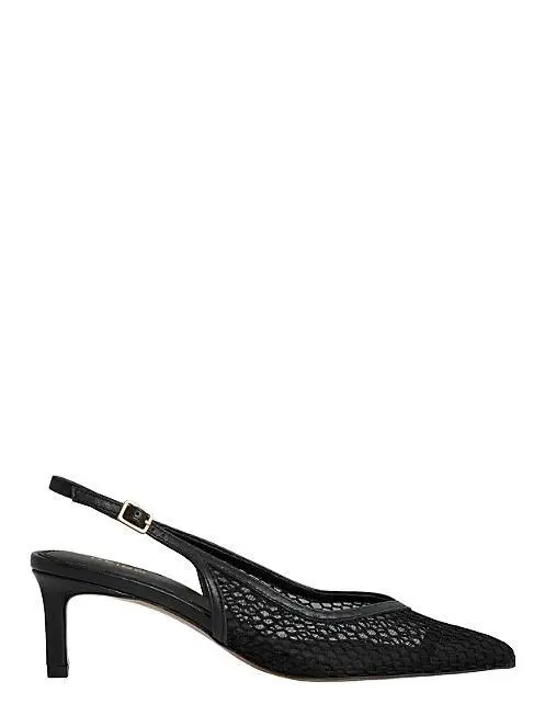 REISS Sirena Mesh Slingback Courts - Black