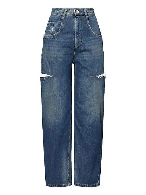 MAISON MARGIELA Cut-out Wide-leg Denim Jeans - Washed Indigo