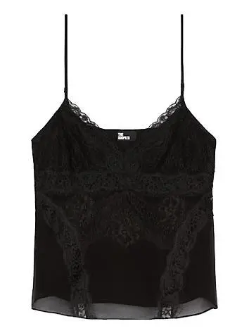The Kooples Lace V-neck Sleeveless Top - Black
