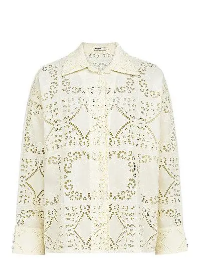 House Of Cb Samah Broderie Anglaise Cotton Shirt - White
