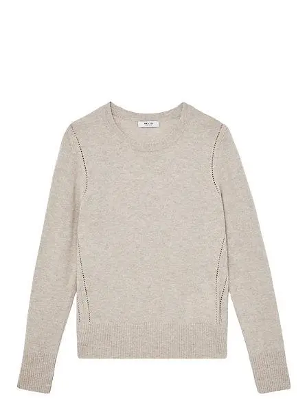 REISS Anya Open Stitch-detail Wool-blend Jumper - Oatmeal Neutral