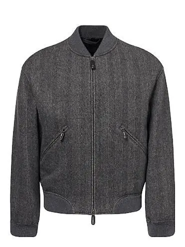 Giorgio Armani Herringbone Relaxed-fit Cashmere Jacket - Excalibur