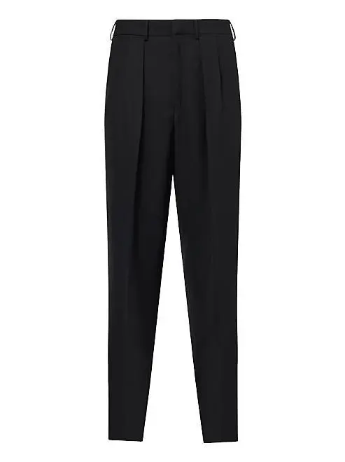 TOM FORD Textured Straight-leg Wool Trousers - Black