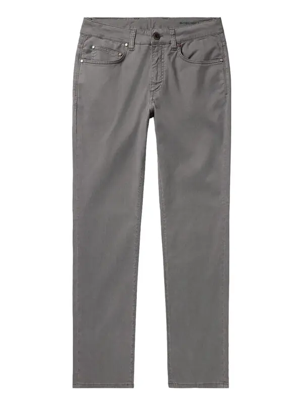 Boglioli Slim-fit Straight-leg Cotton-blend Twill Trousers - Gray