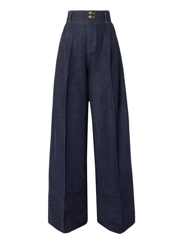 Zimmermann Hypnotic Pleated Wide-leg Jeans - Blue