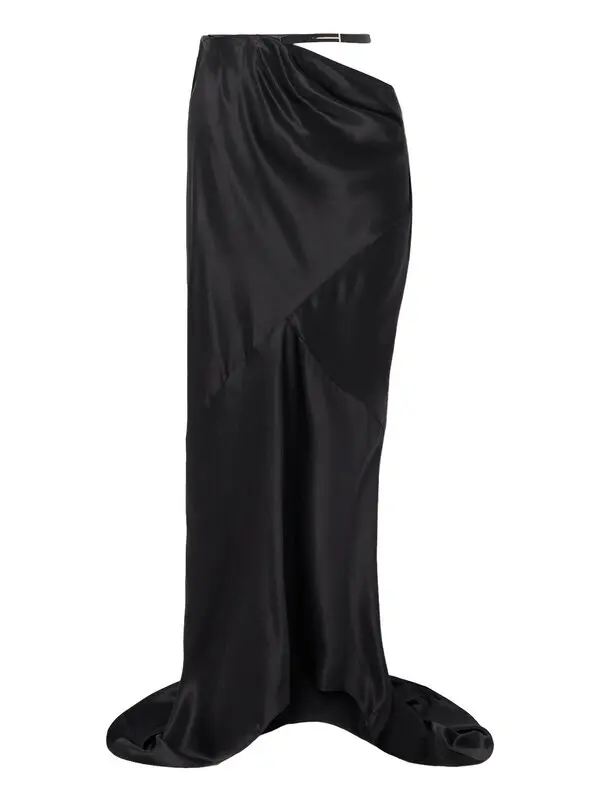 TOM FORD Belted Draped Silk-satin Maxi Skirt - Black