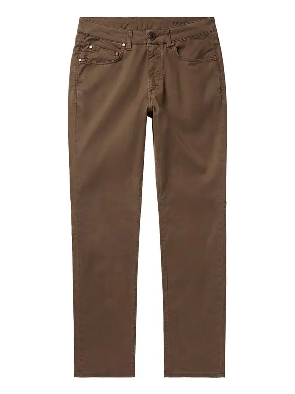 Boglioli Slim-fit Straight-leg Cotton-blend Twill Trousers - Brown