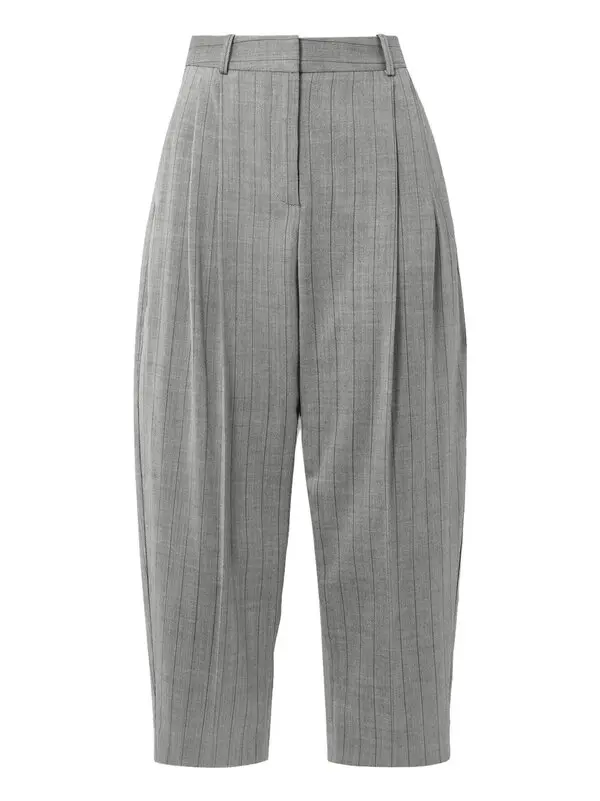 Stella McCartney Cropped Pinstriped Wool-blend Twill Tapered Pants - Gray