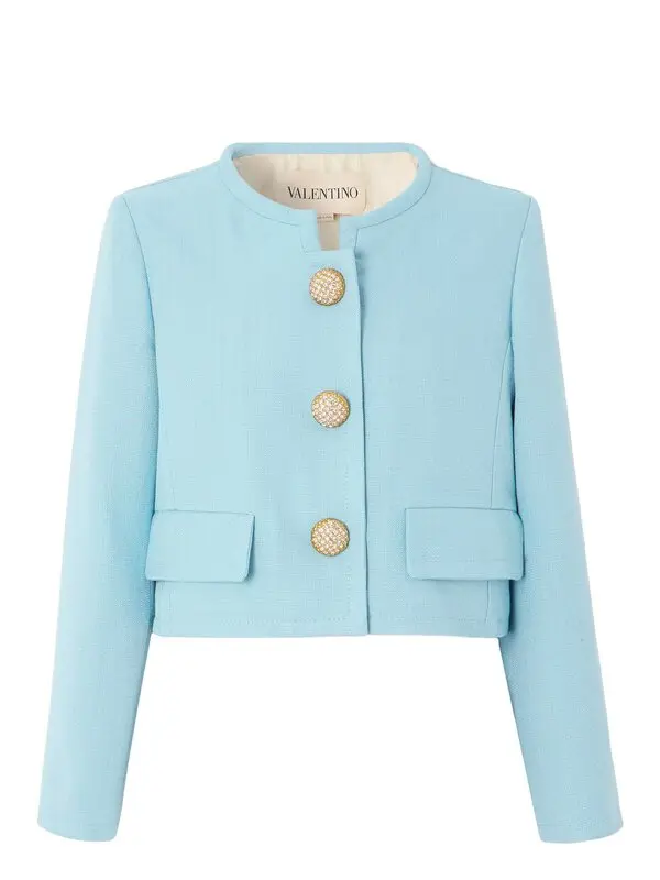 Valentino Garavani Cropped Canvas Jacket - Blue