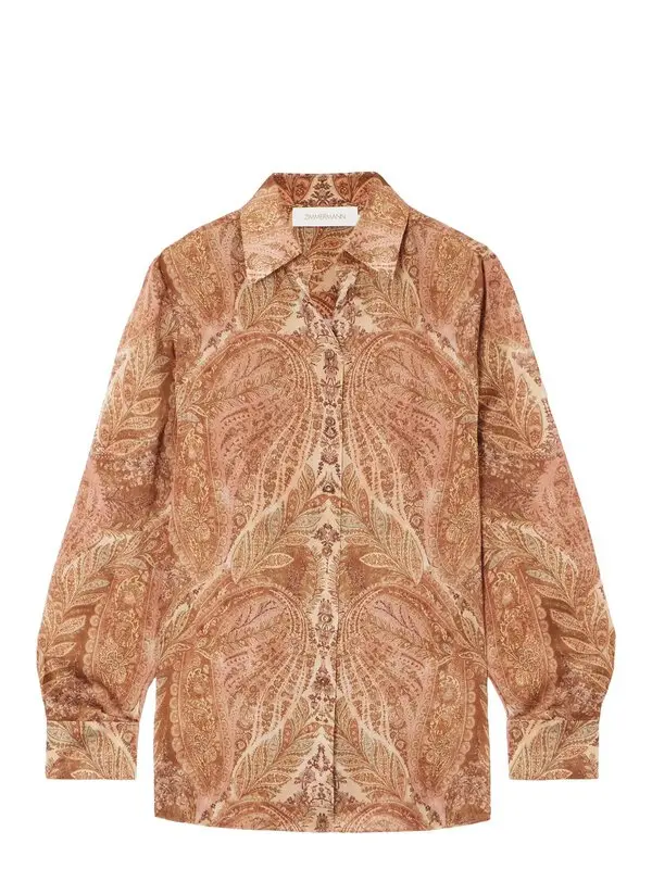 Zimmermann Paisley-print Silk-satin Shirt - Cream