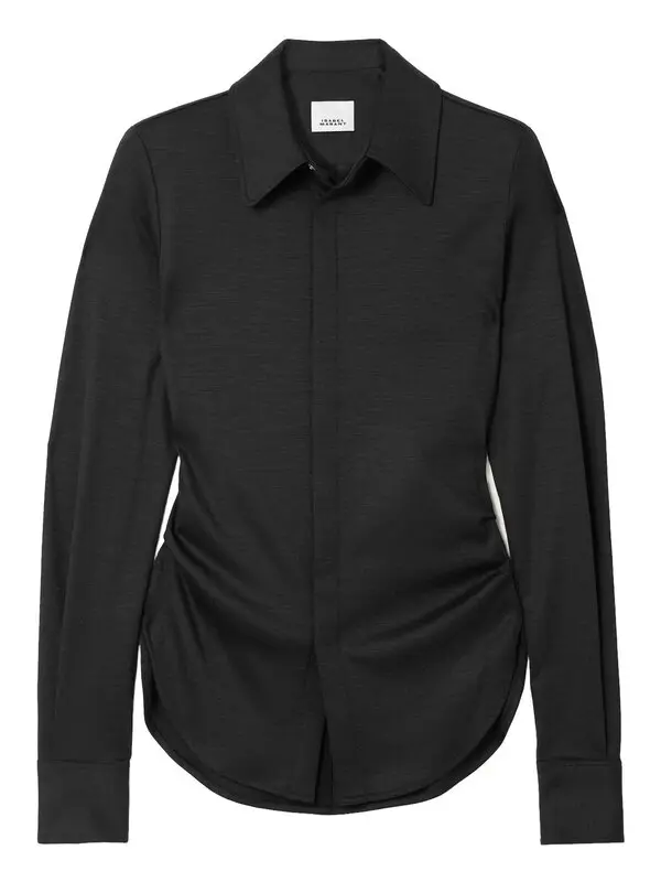 Isabel Marant Romea Ruched Wool-jersey Shirt - Black