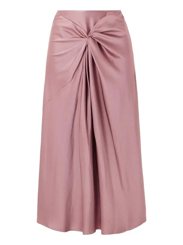 Dries Van Noten Twist-front Satin-crepe Midi Skirt - Pink