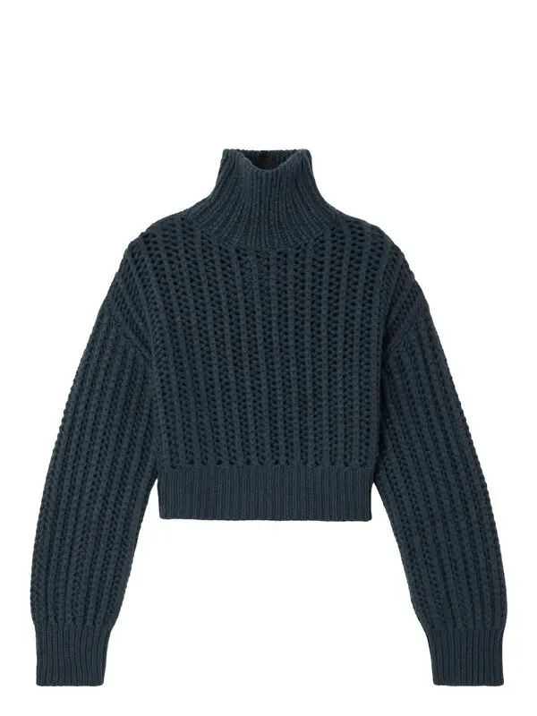 Brunello Cucinelli Ribbed Cashmere Turtleneck Sweater - Blue