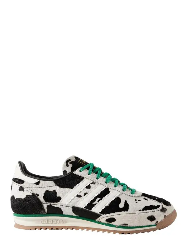 Adidas Originals By Alexander Wang Sl 72 Og Suede And Leather-trimmed Cow-print Calf Hair Sneakers - Black