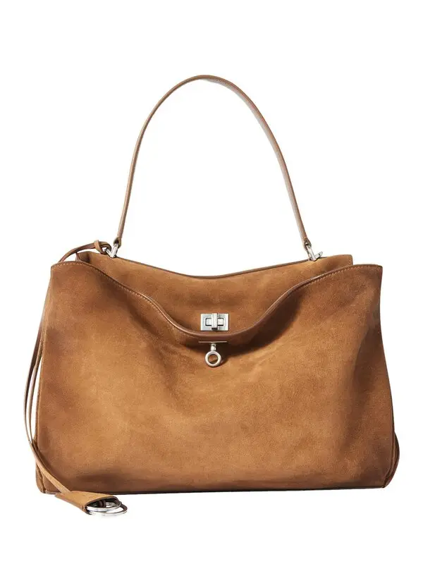 Balenciaga Rodeo Medium Suede Shoulder Bag - Brown