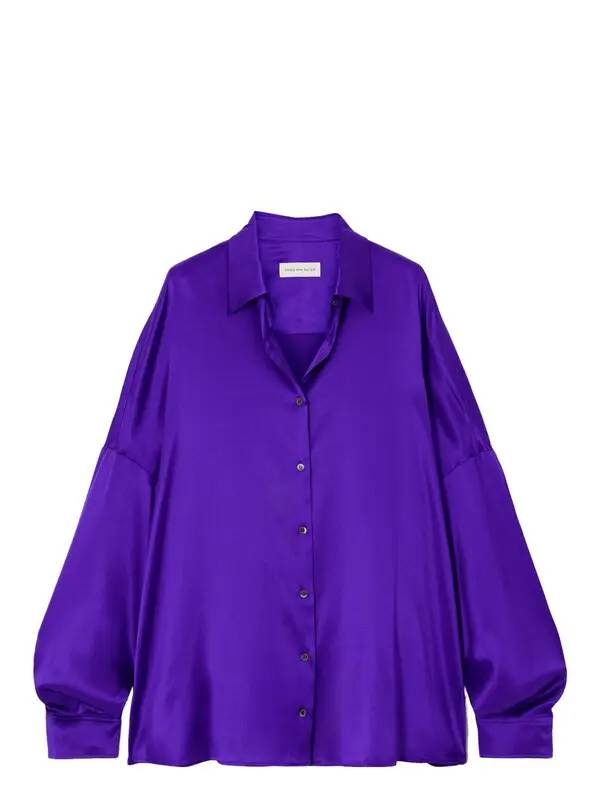 Dries Van Noten Casia Oversized Silk-satin Shirt - Purple