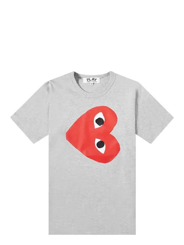 Play Comme Des Garcon T-shirt With Red Heart - Grey
