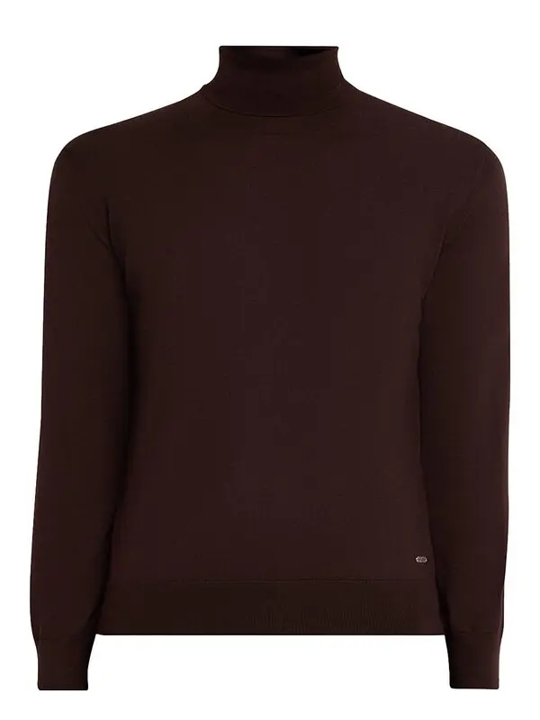 Brioni Cashmere And Silk Slim Turtleneck Sweater - Coffee
