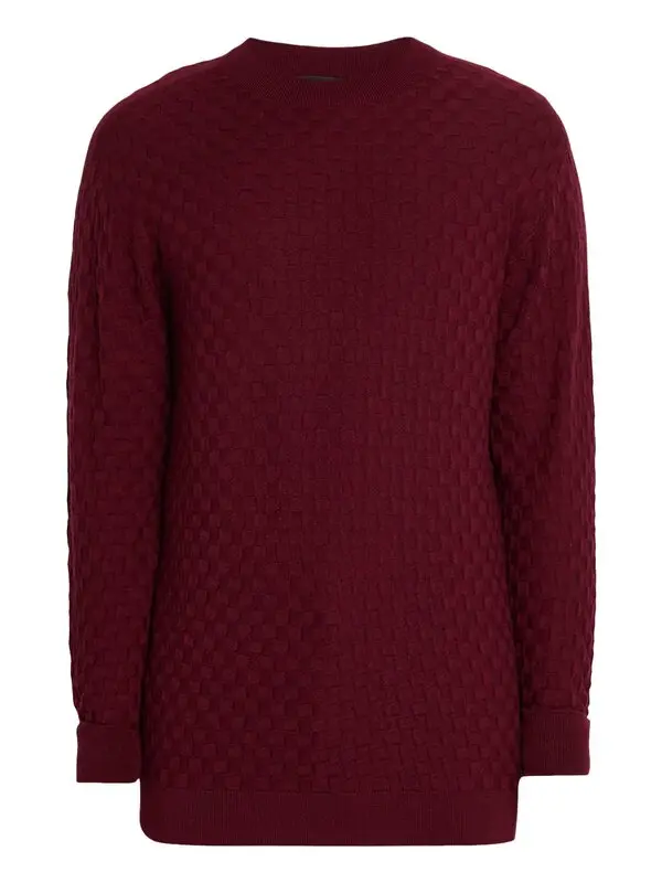 Giorgio Armani Quadrant Knit Cashmere And Silk Crewneck Sweater - Solid Medium Red