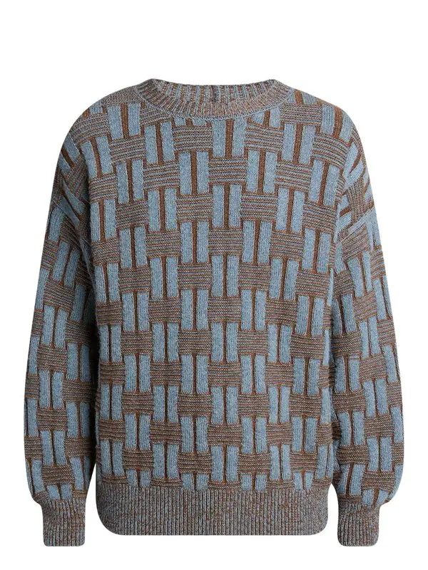 Giorgio Armani Basketweave Wool Crewneck Sweater - Fancy Brown