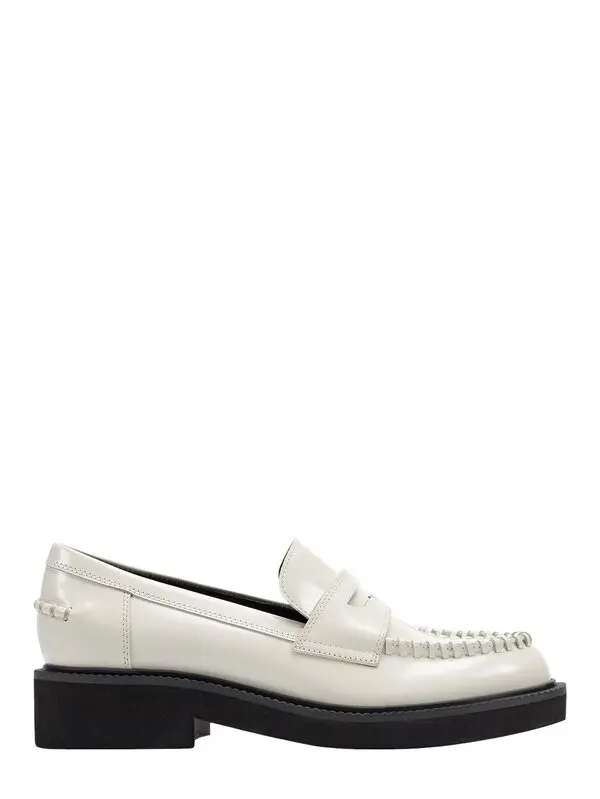 Marc Fisher Dagman Whipstitch Leather Loafers - Cream