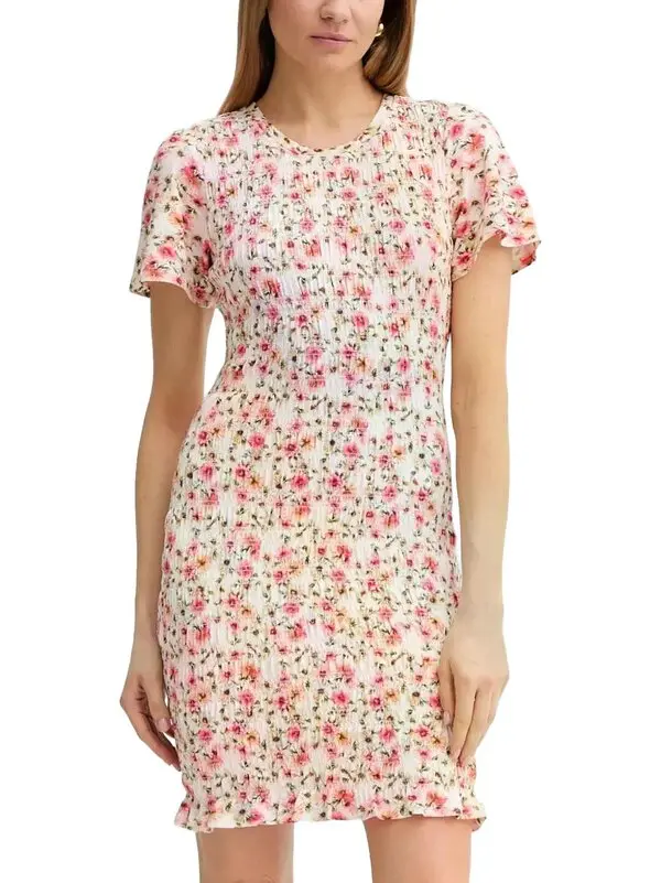 Guess Floral Smocked Midi Dress - White