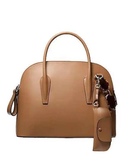 Michael Kors Kaitlin Large Leather Dome Satchel - Brown
