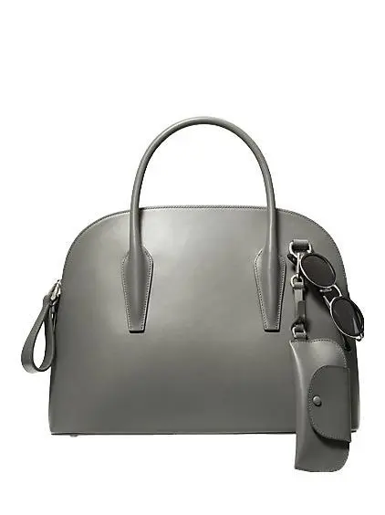 Michael Kors Kaitlin Large Leather Dome Satchel - Grey
