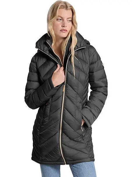 Michael Kors Packable Quilted Nylon Puffer Coat - Black