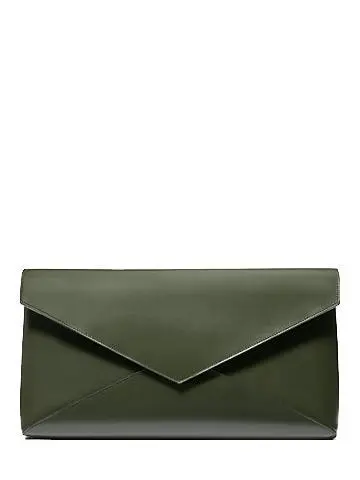 Michael Kors Jeanne Medium Leather Envelope Clutch - Green