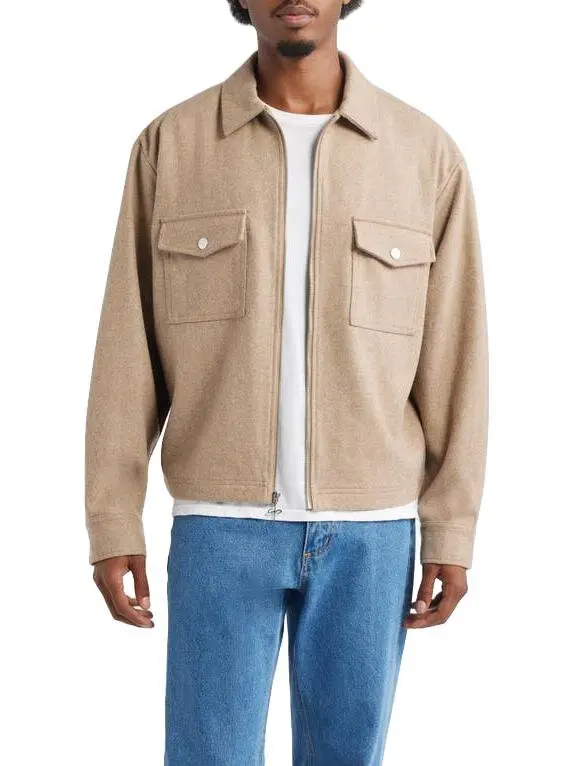 SANTO STUDIO Trapani Wool-blend Zip-up Jacket - Tan