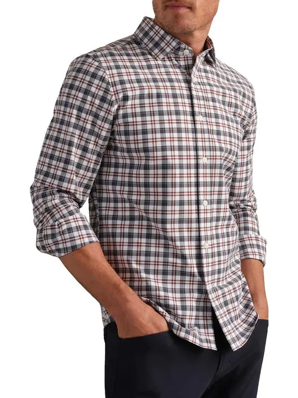 RHONE State Of Mind Check Slim Fit Button-up Shirt - Cinnamon Red Check