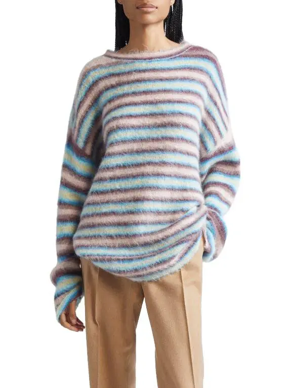 ZANKOV Lewis Stripe Mohair & Alpaca Blend Sweater - Quartz Multi