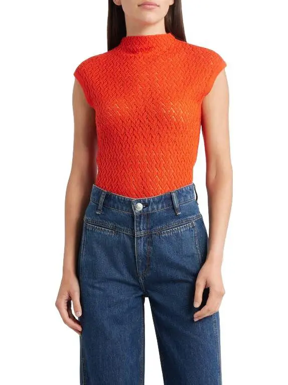 Rag & Bone Tana Cap-sleeve Wool Sweater - Bright Orange